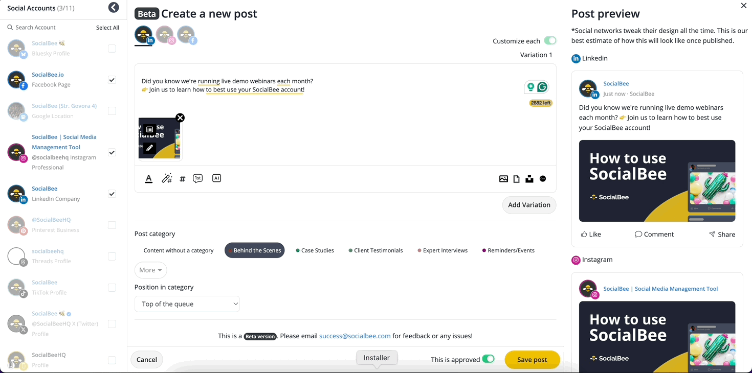 Post Editor: How Do I Add a Post in SocialBee? – SocialBee Help ...